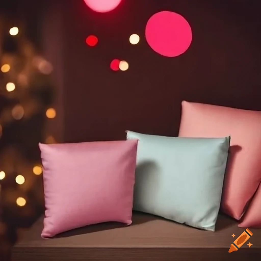 Pastel colored pillows exchanging christmas gifts on Craiyon