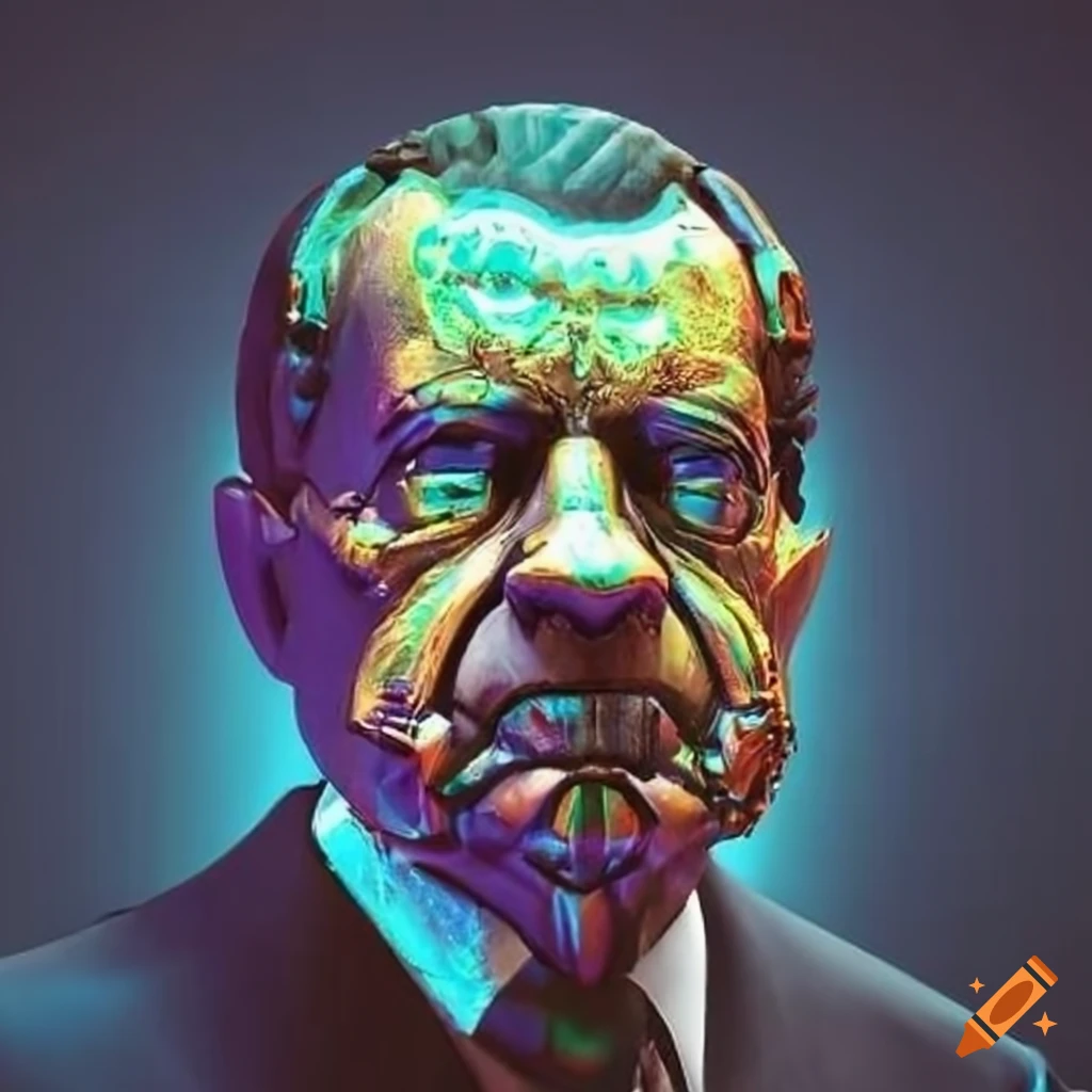 Cyborg depiction of president nixon with plasma on Craiyon