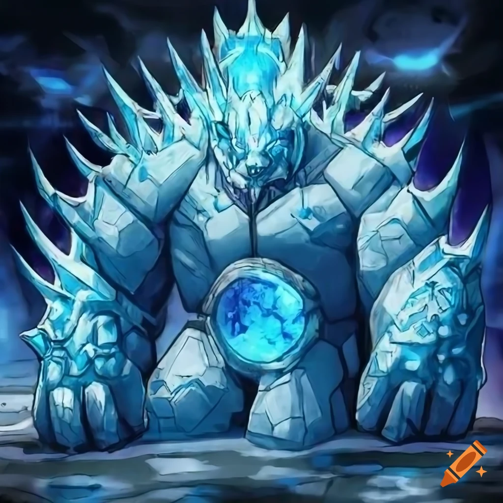 Detailed artwork of an ice golem creature