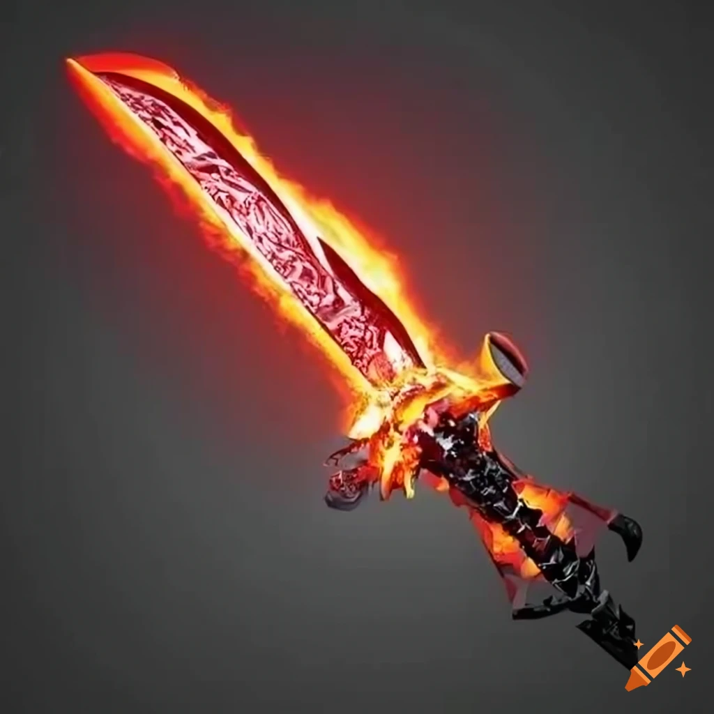 Artwork of a fiery scimitar named Fury on Craiyon
