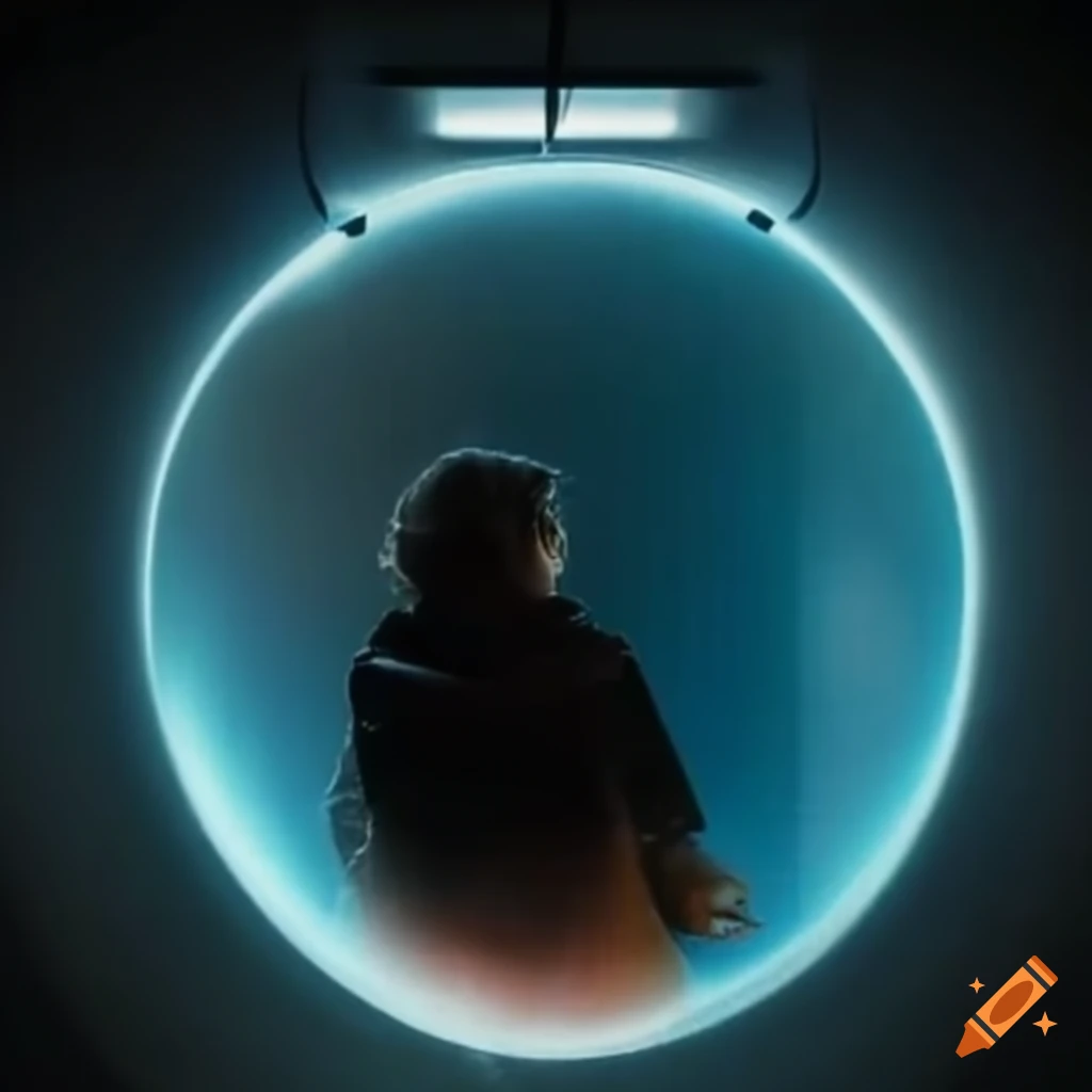 Adorable inflatable robot crawling in a futuristic lab on Craiyon