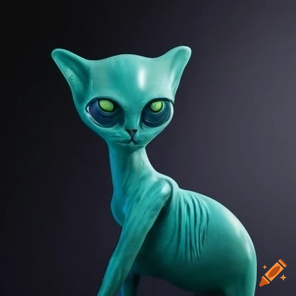 Colorful alien cat with ant-shaped head on Craiyon