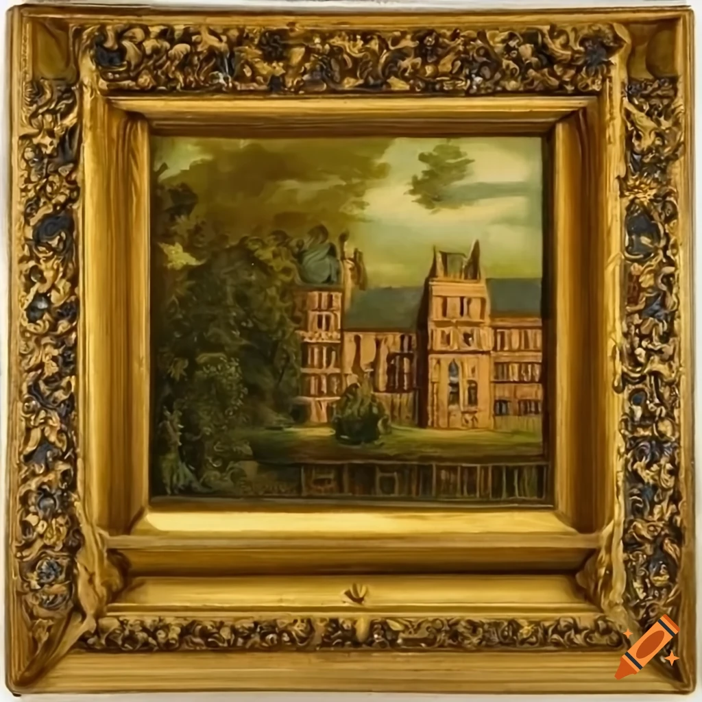 Oil painting of a medieval manor in the forest at night on Craiyon