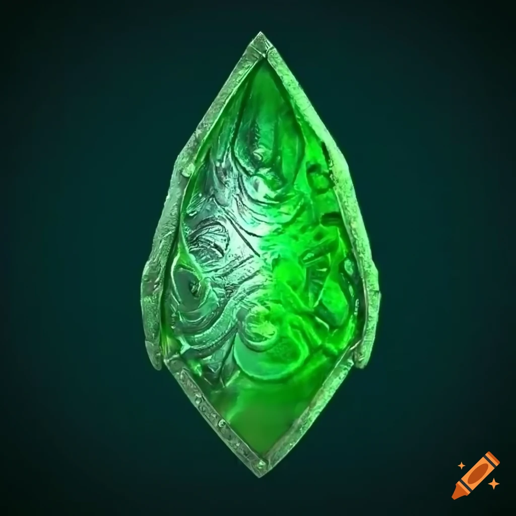 Fantasy magic tome book with green glow on a black background on Craiyon