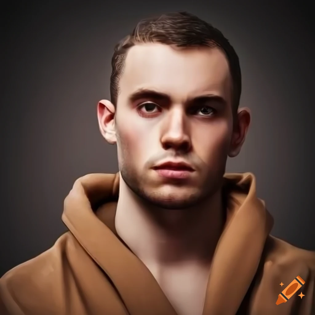 Photo of a young man in a brown robe on Craiyon