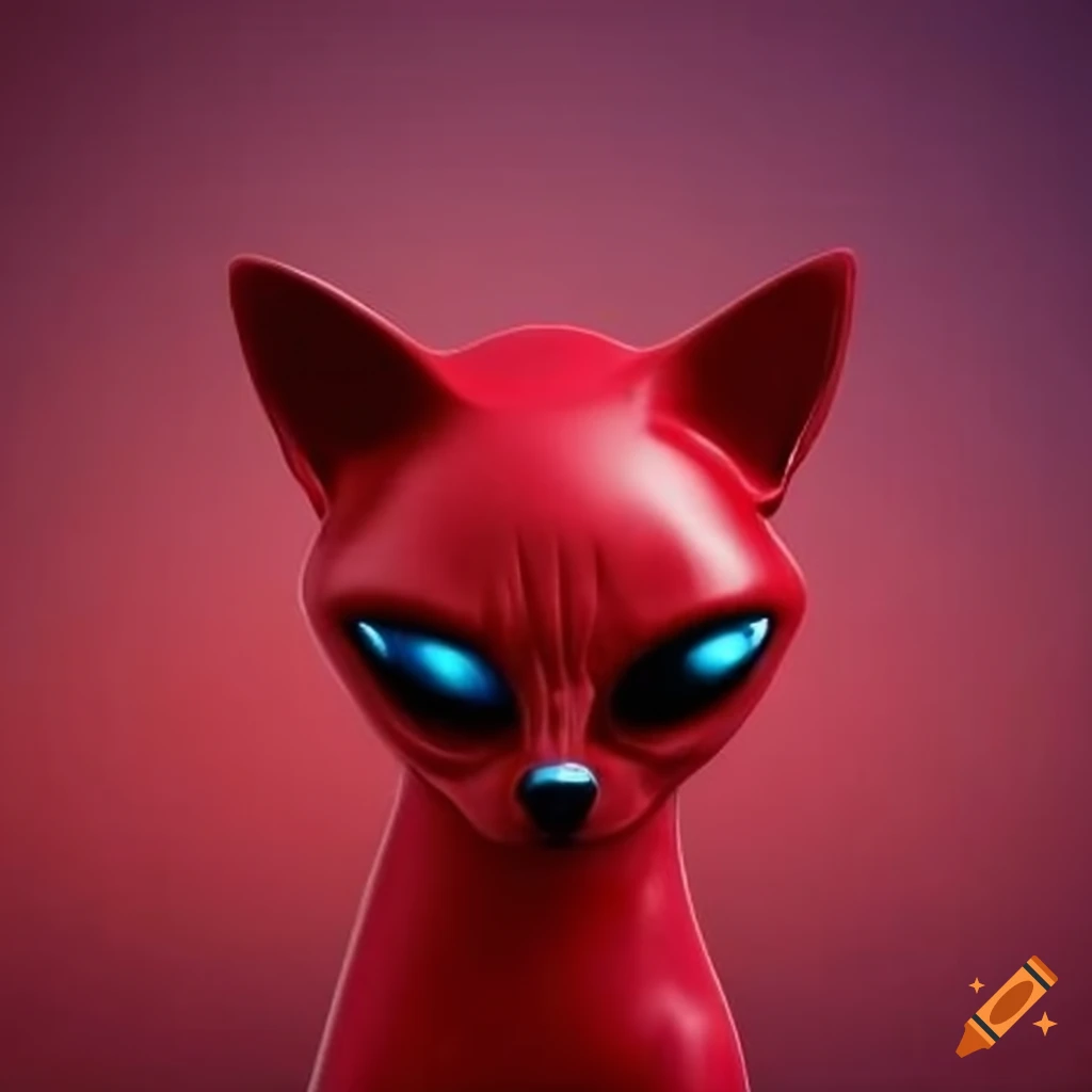 Red alien cat with dog-shaped head on Craiyon