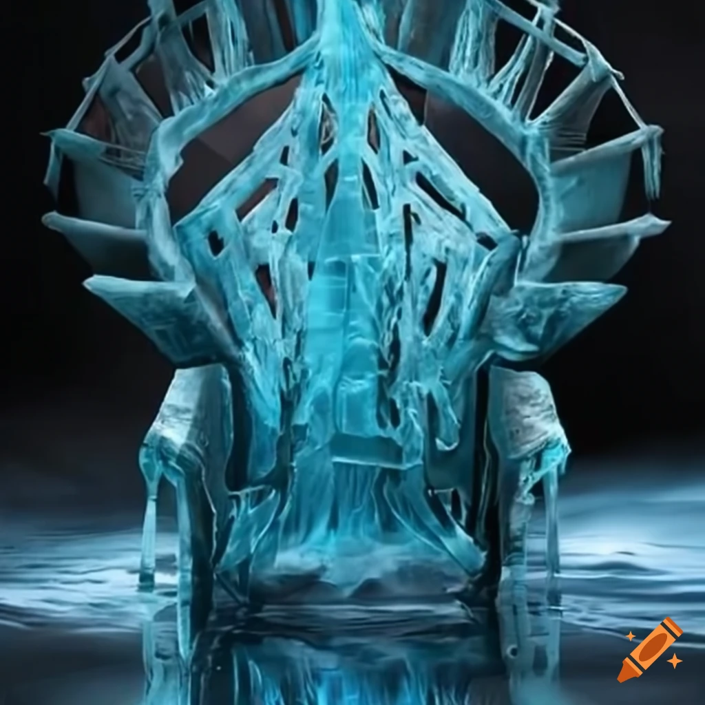 Ice throne with biomechanical design on Craiyon