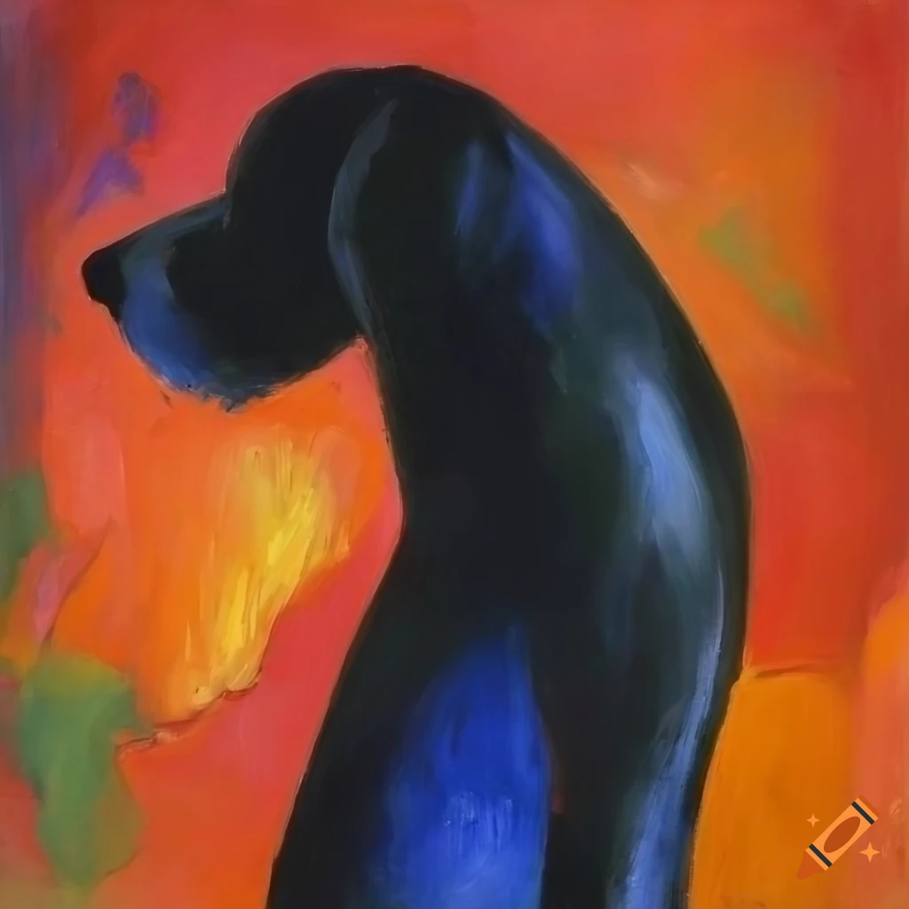 Oil painting of a dog in franz marc style