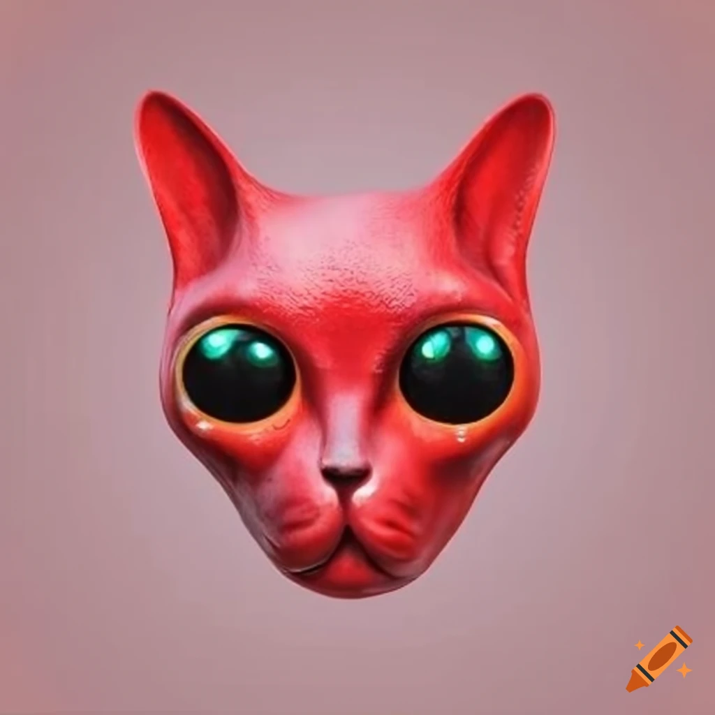 Red alien cat with dog-shaped head on Craiyon
