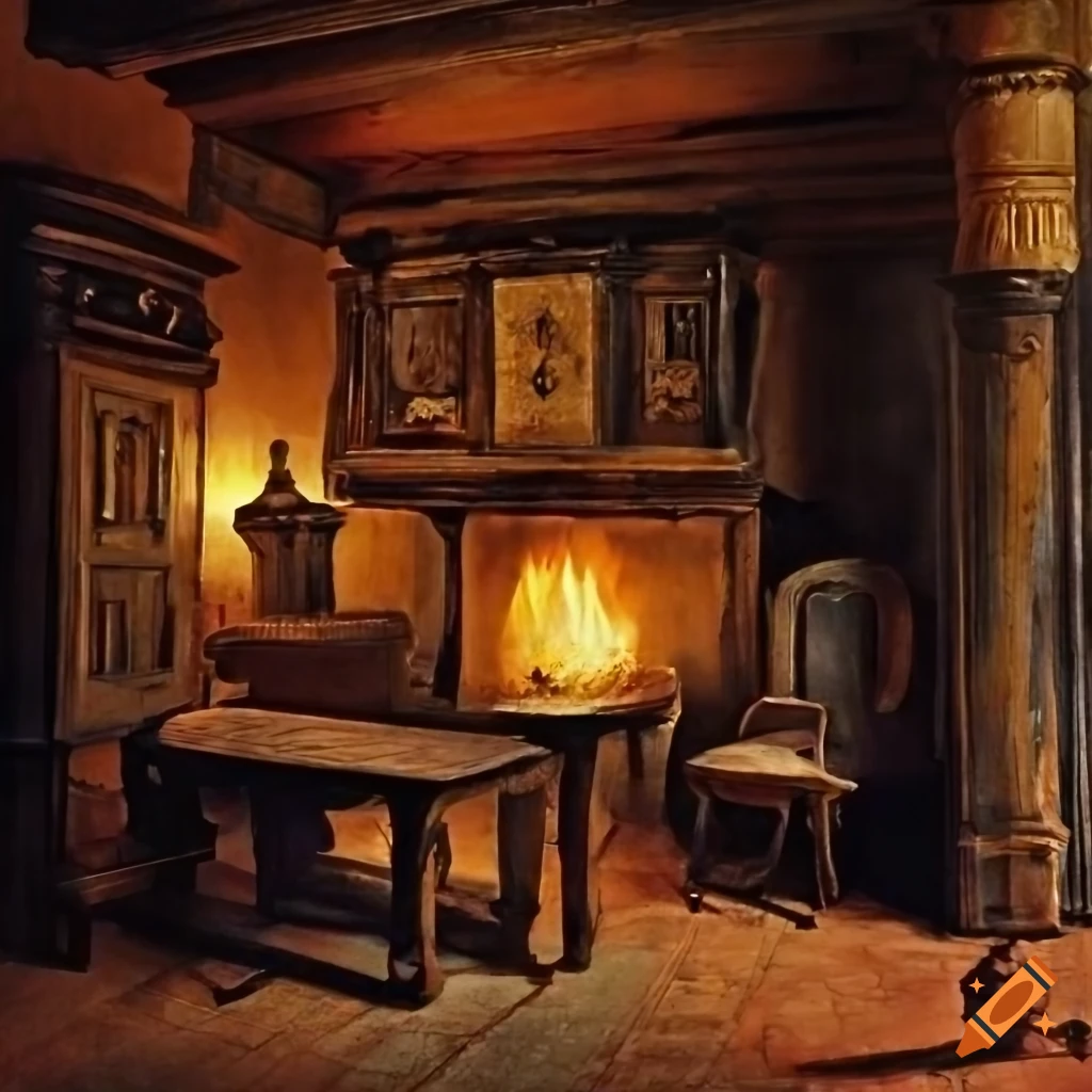 Inside view of a traditional blacksmith workshop on Craiyon