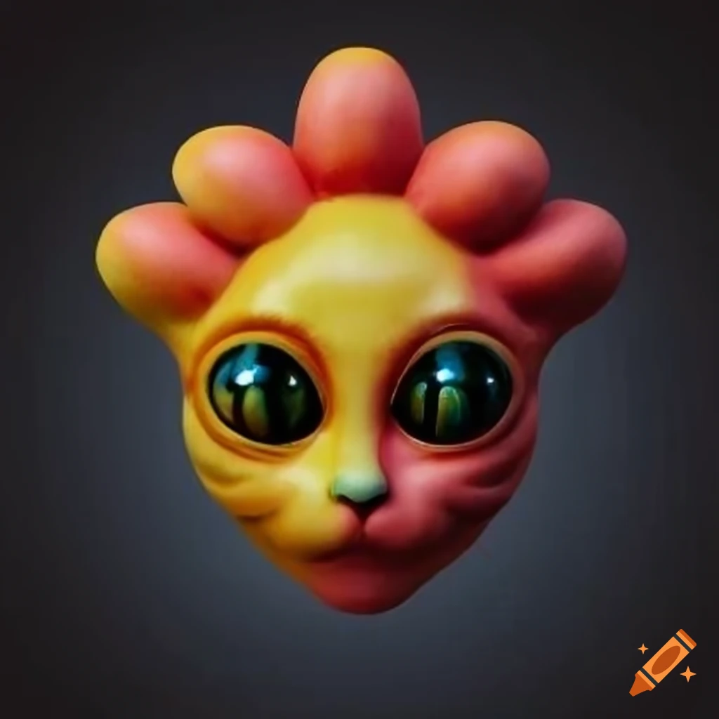 Red orange and yellow alien cat with flower-shaped head on Craiyon