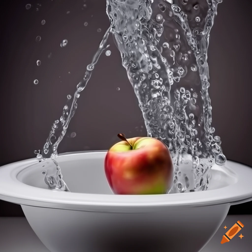 Refreshing image of a green apple with water droplets on Craiyon