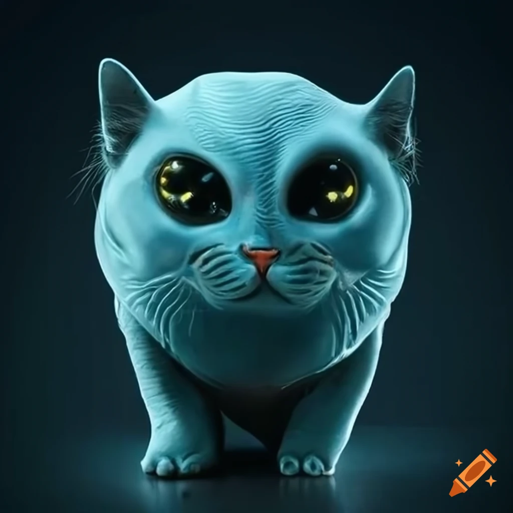 Image of an alien cat with a unique head shape on Craiyon