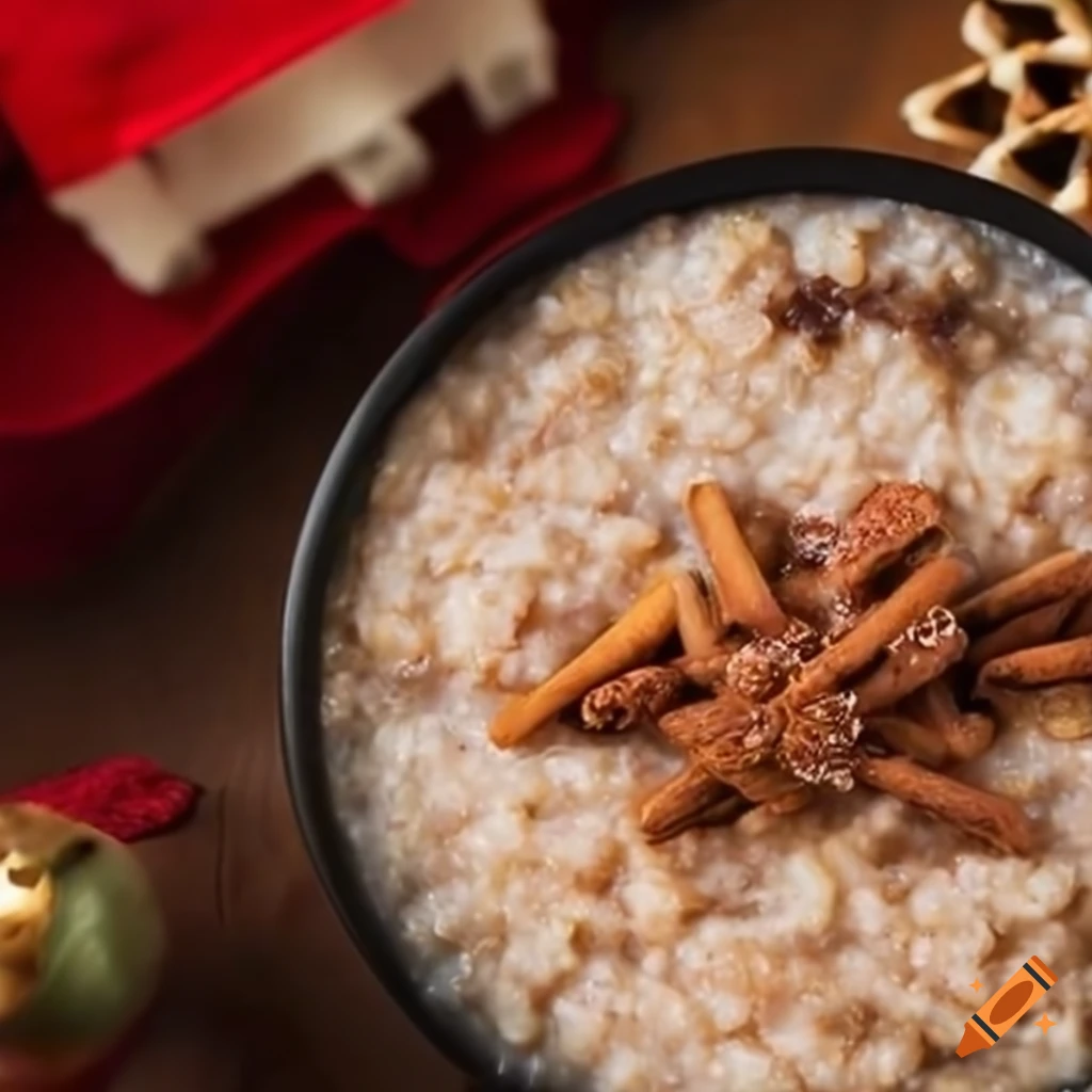 Delicious christmas rice porridge with cinnamon and sugar on Craiyon