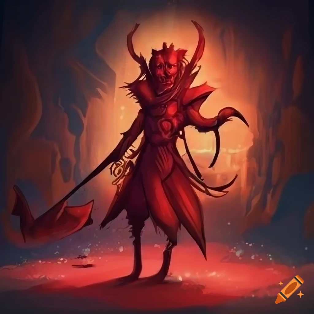 Fantasy art of three playful red imps