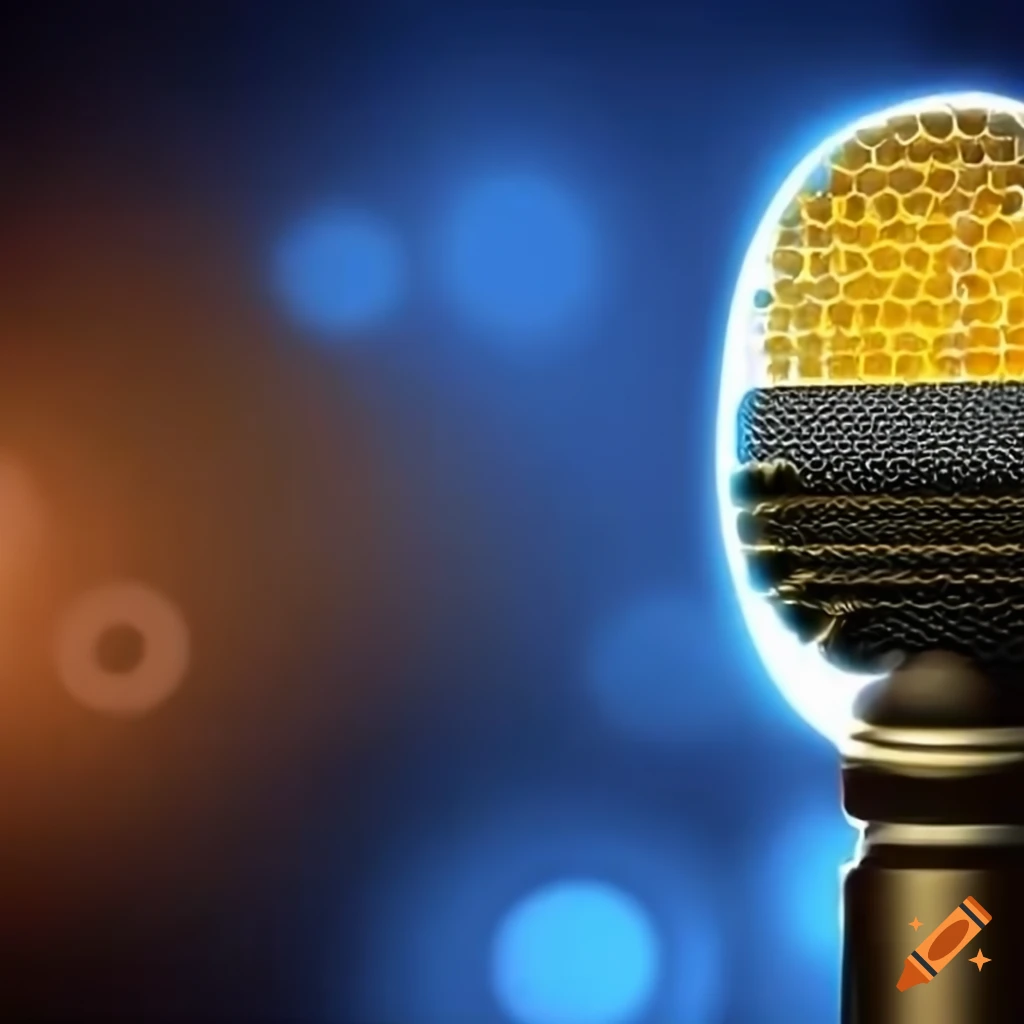 Illustration of a bee with a vintage microphone on Craiyon