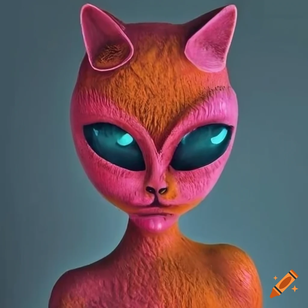 Art of an alien cat with a coconut-shaped head on Craiyon