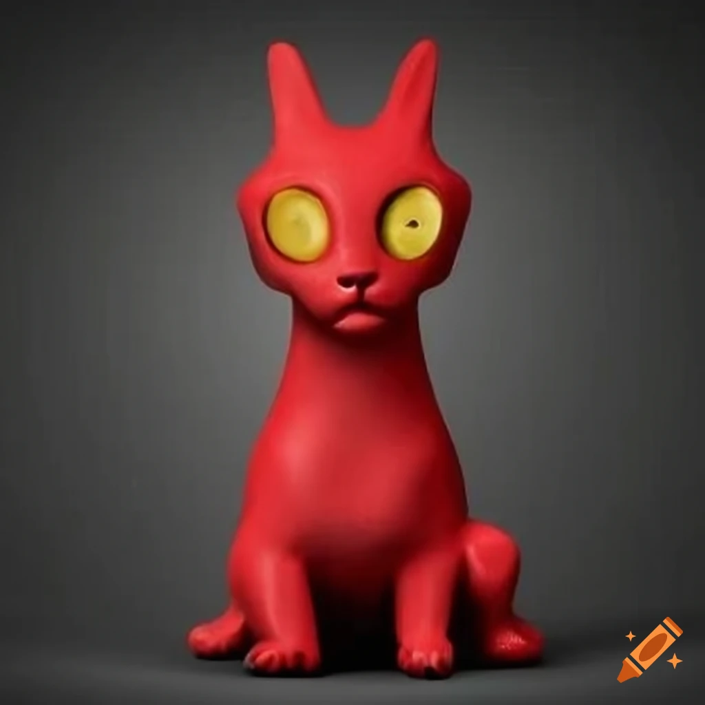 Red alien cat with dog-shaped head