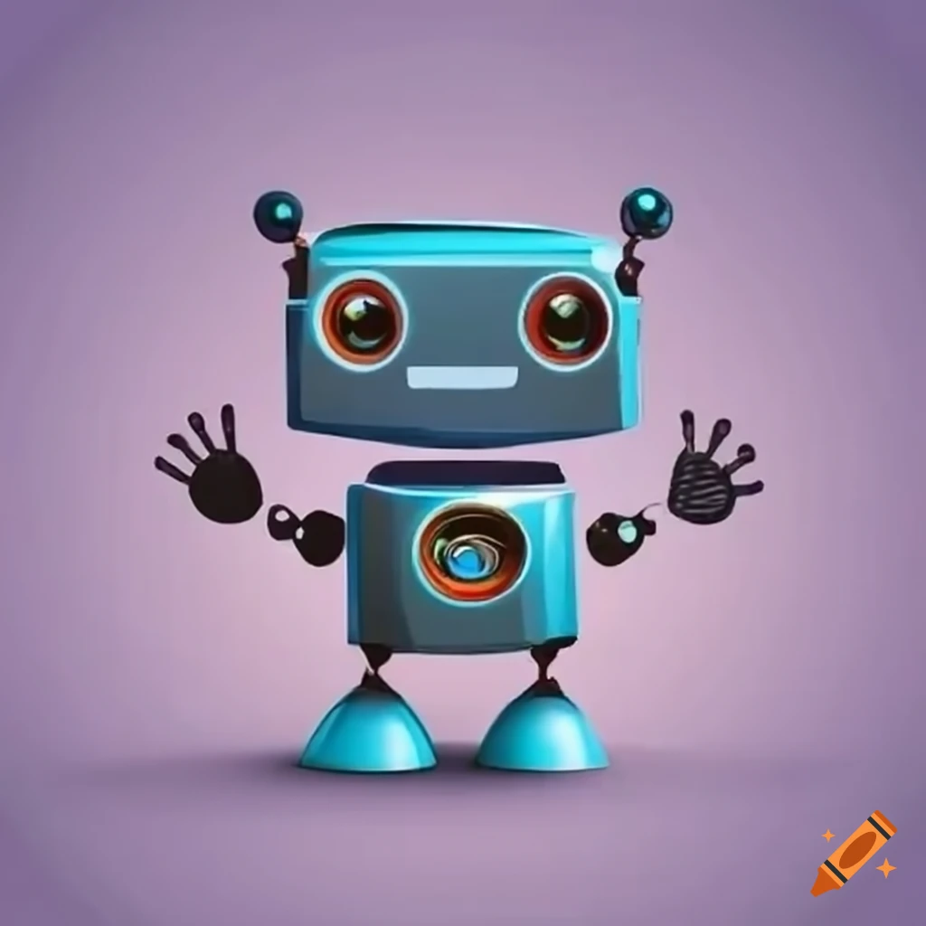 Smiling and waving friendly robots on Craiyon