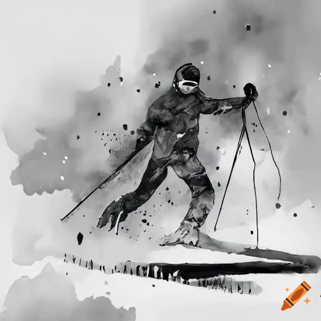 Skiing Drawing Realistic