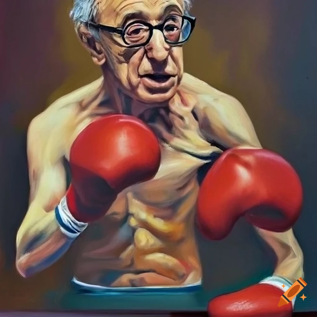 Painting of woody allen boxing ron darling on Craiyon