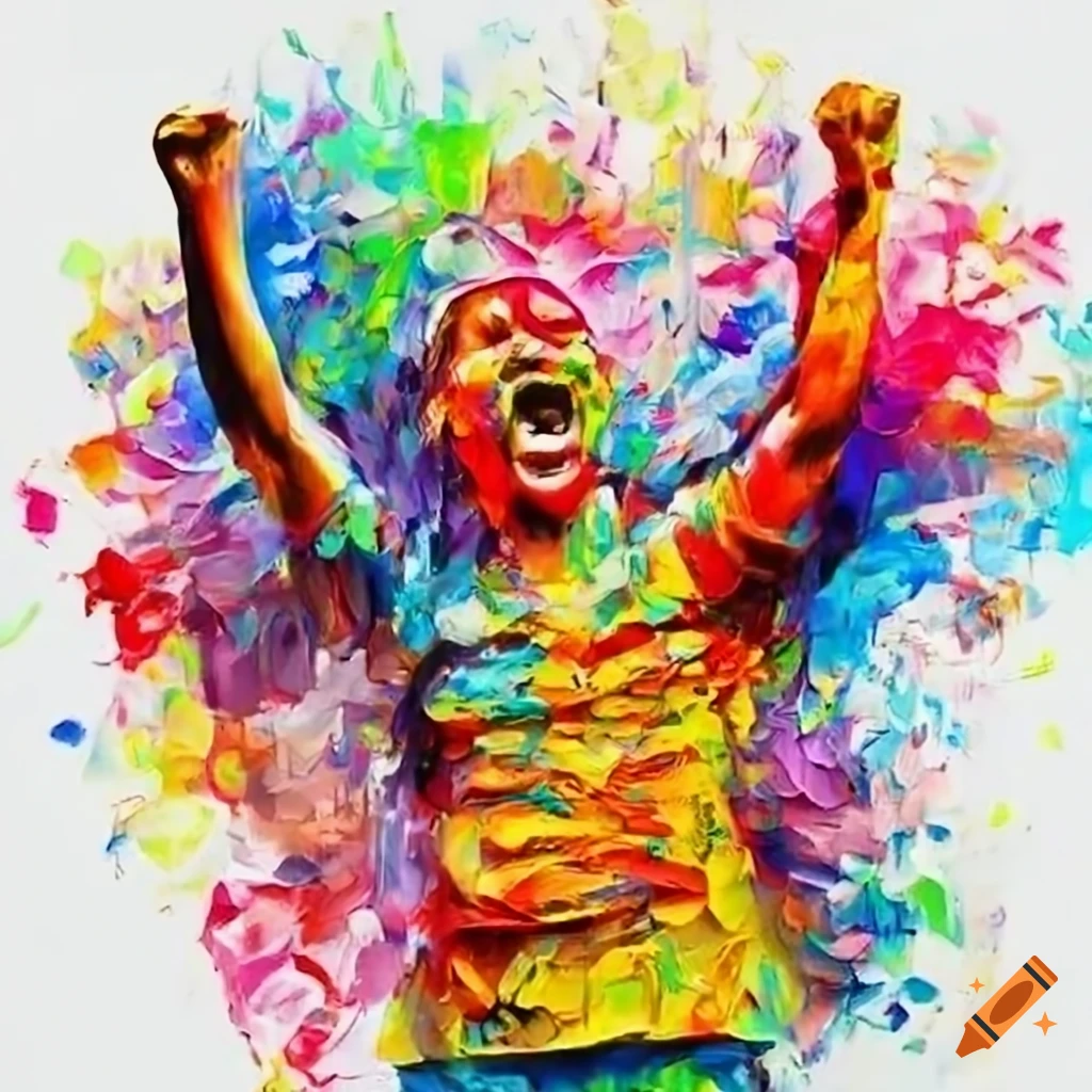 Artwork of cheering soccer fans with signs on Craiyon