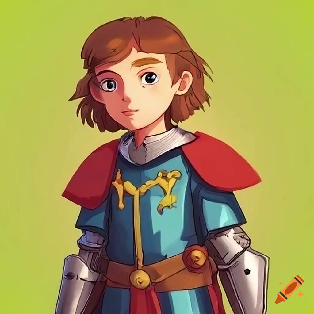 Ghibli-style artwork of a young knight