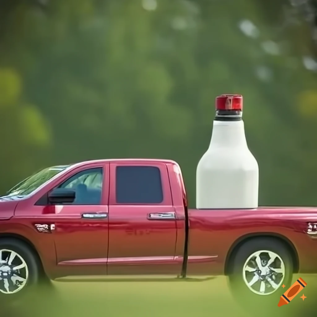 Dodge ram pickup truck filled with ranch dressing bottles on Craiyon