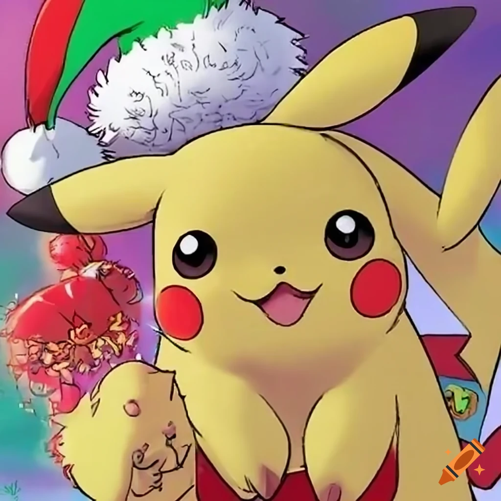 Pikachu celebrating christmas on Craiyon