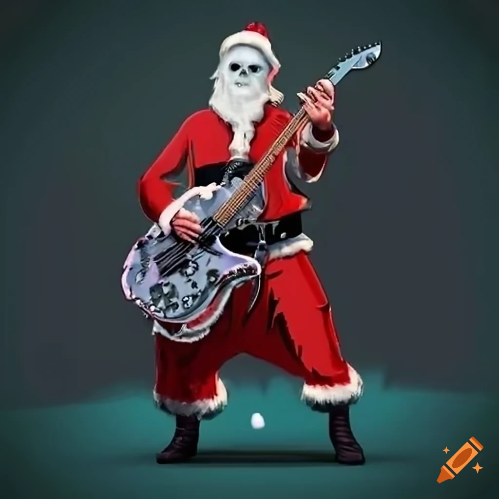 Illustration of Santa Claus as lead vocalist in a dark atmosphere on ...