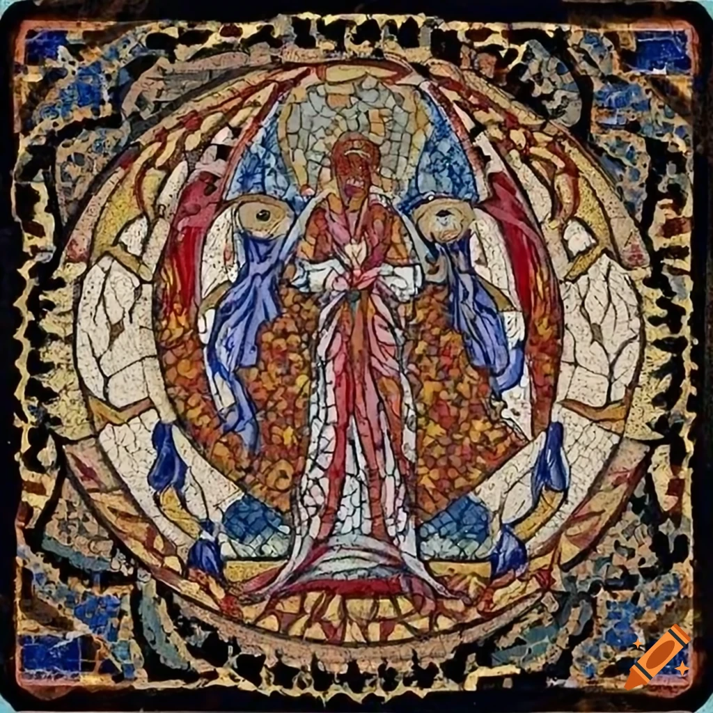 Mosaic of a demon and angel