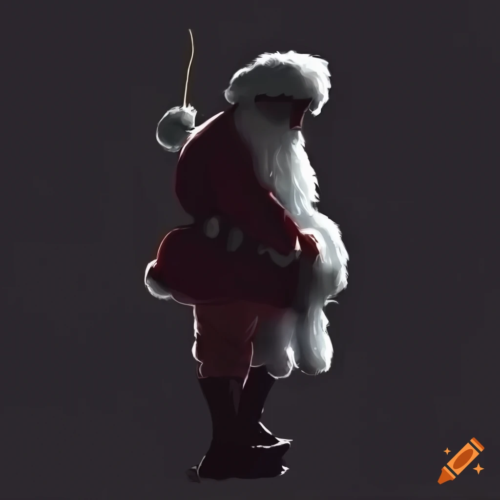 Silhouette of santa claus standing in profile