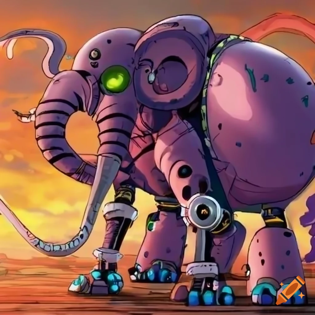 One piece style robot elephant on Craiyon
