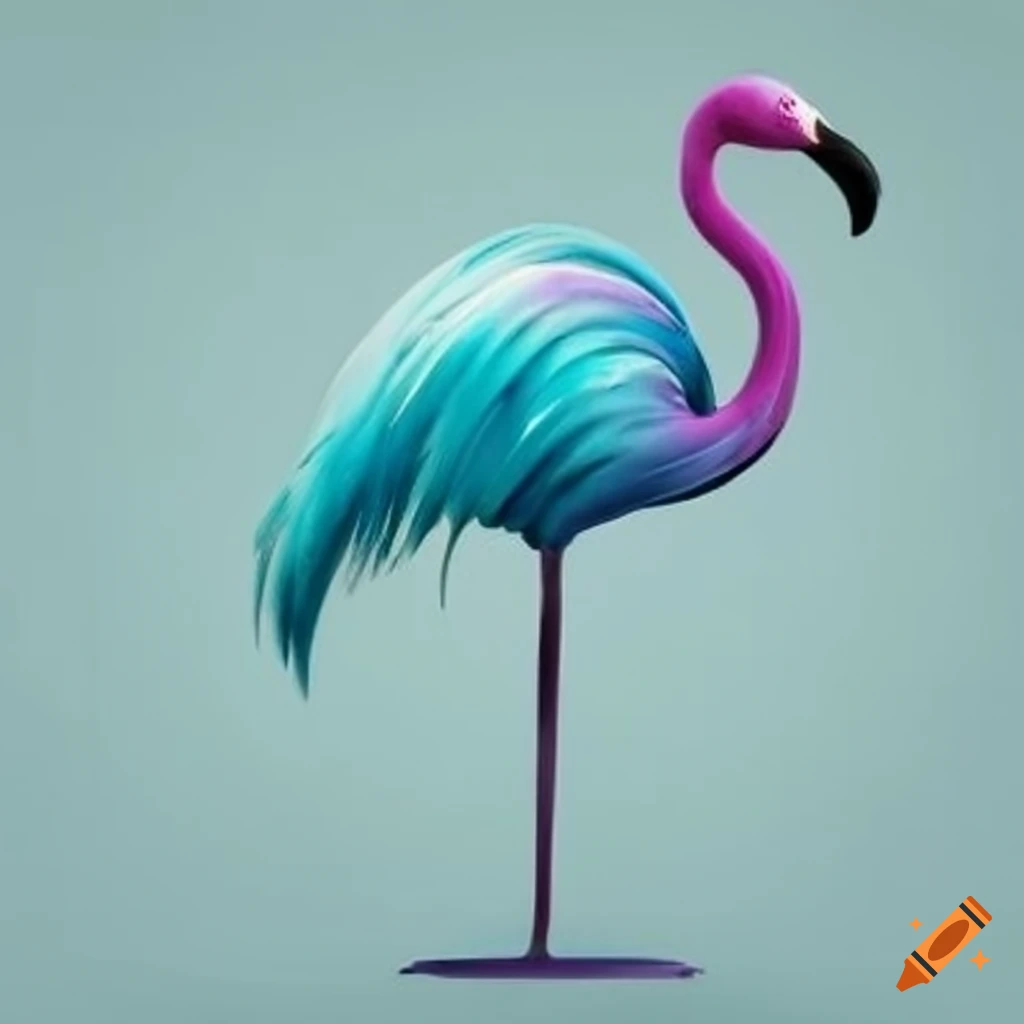 Modern capri blue flamingo with fog design