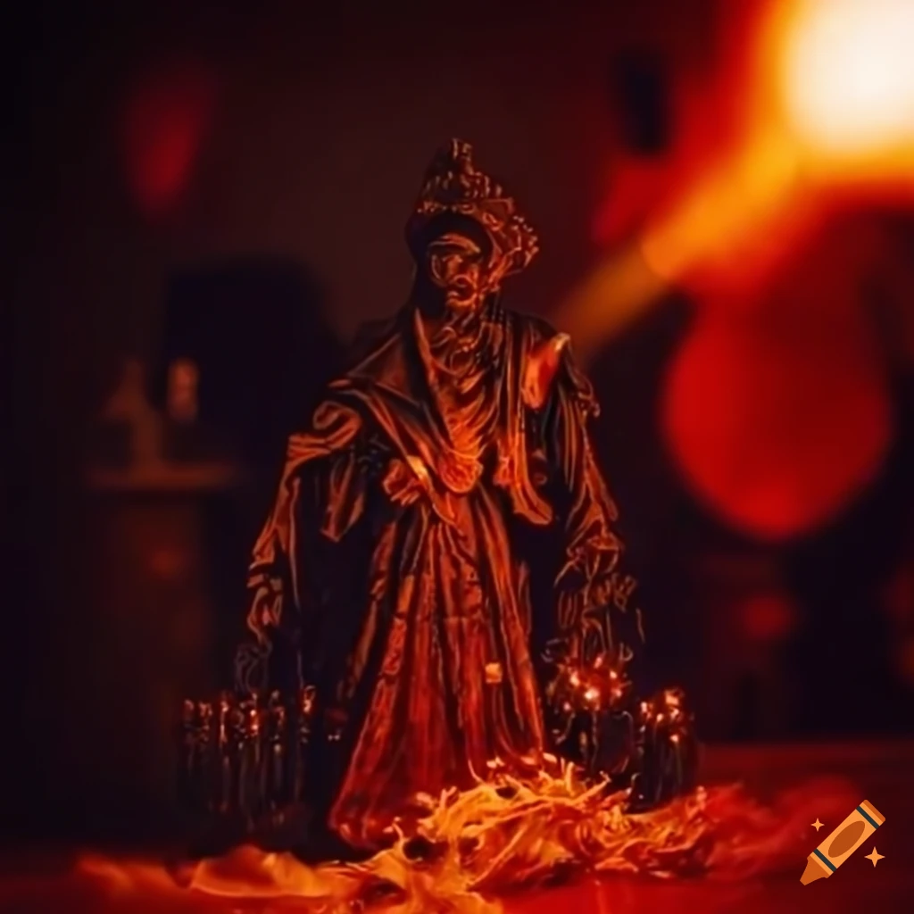 Artwork of santa claus as a fire deity