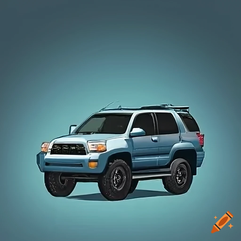 Animated adventure time-style toyota 4runner in light blue