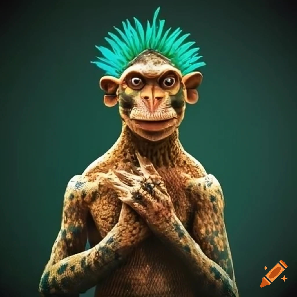 Punky monkey skating with cool shades and vibrant outfit on Craiyon