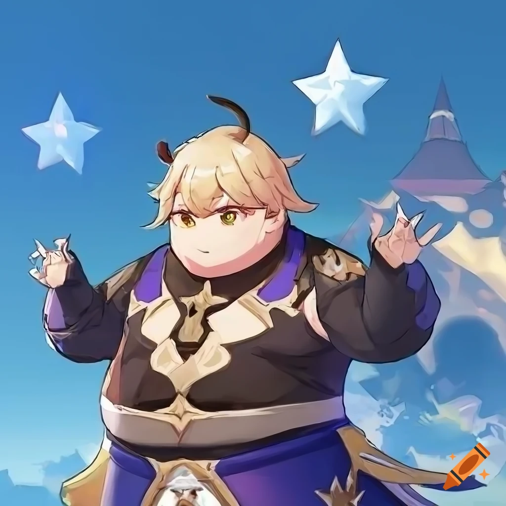 Concept art of a unique and curvy genshin impact character on Craiyon