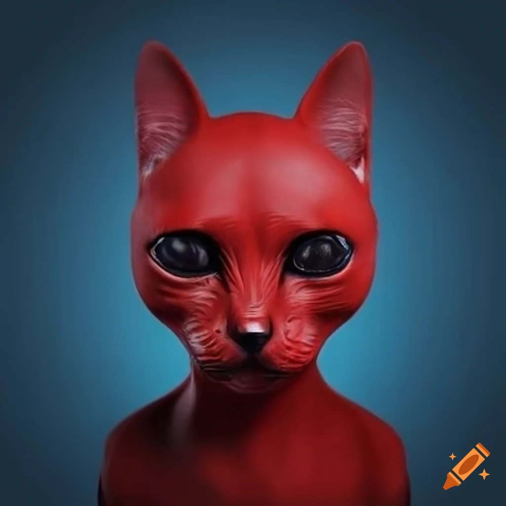 Red alien cat with dog-shaped head on Craiyon