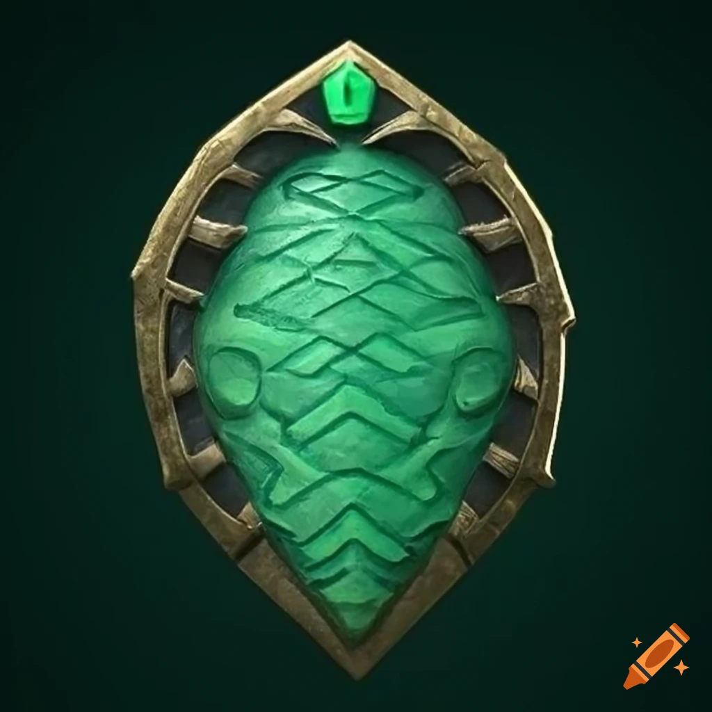 Green dragon scales shield artwork on Craiyon