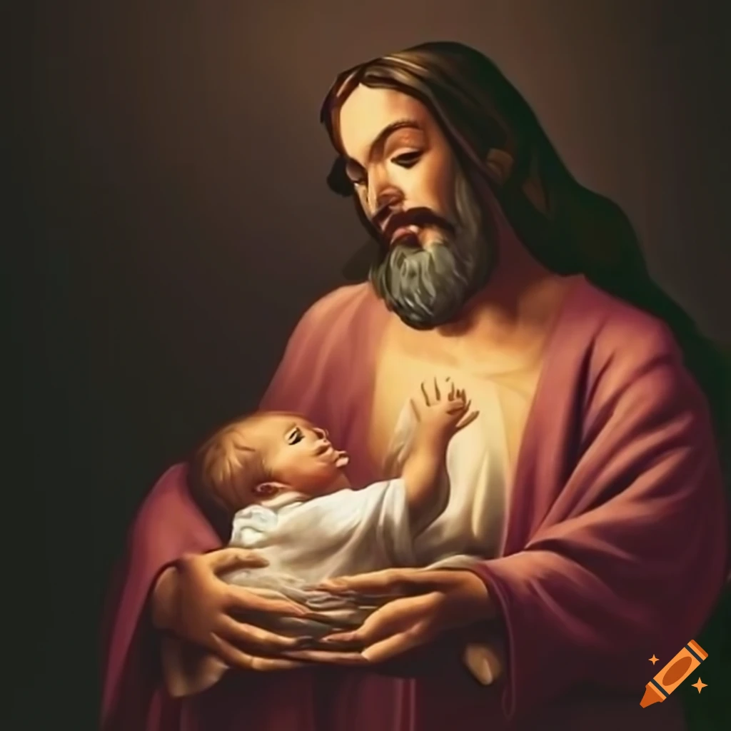 Art of jesus feeding a baby on Craiyon
