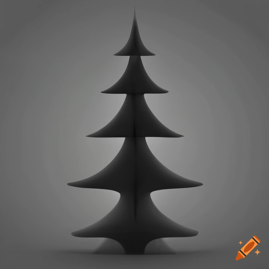 Black and white parametric christmas tree on Craiyon