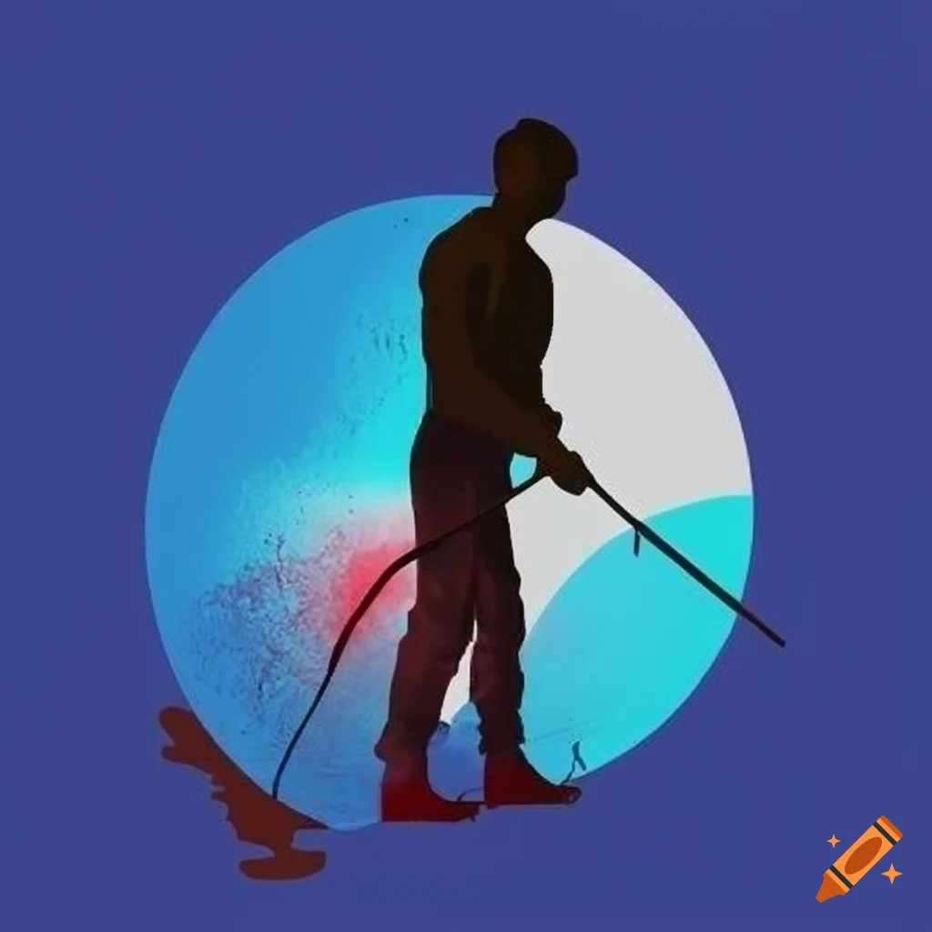 Red and blue logo of a man spraying on Craiyon