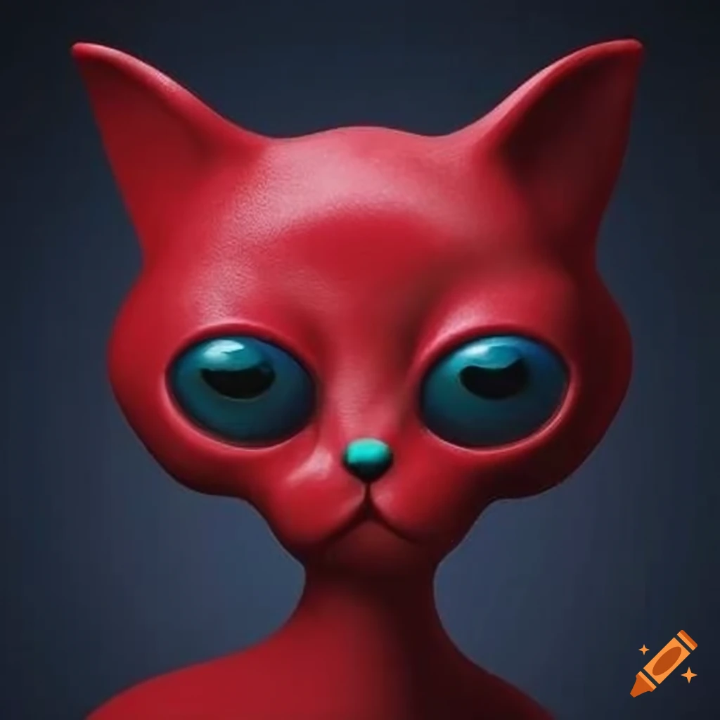 Red alien cat with dog-shaped head on Craiyon