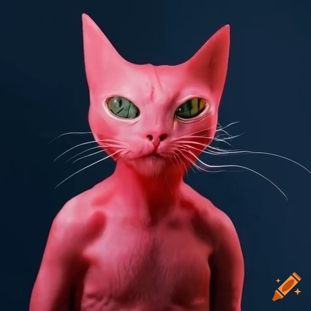 Red alien cat with dog-shaped head on Craiyon