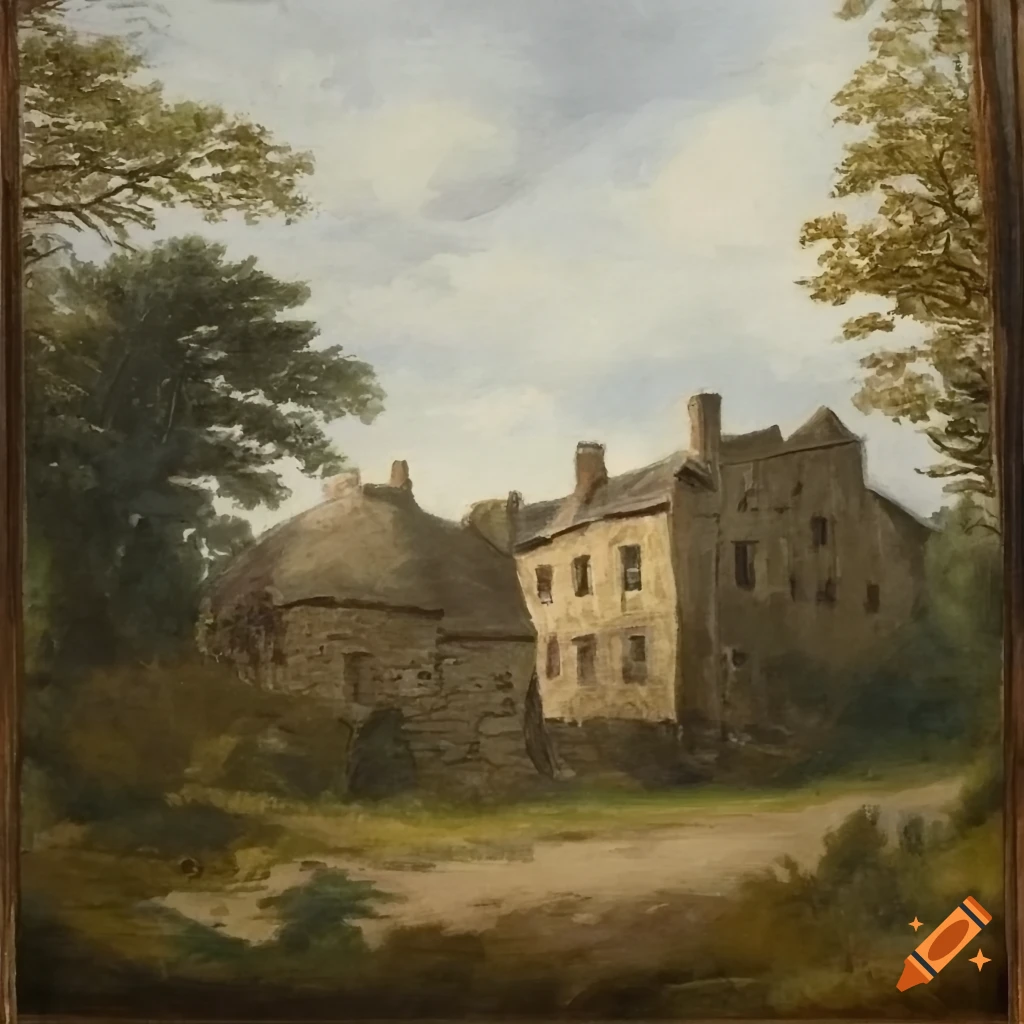 Image of an ancient stone manor in the highlands on Craiyon