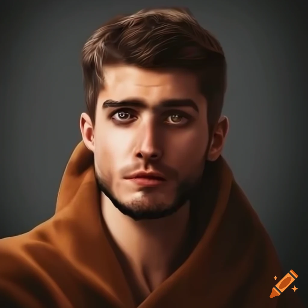 Portrait of a young man in a brown robe