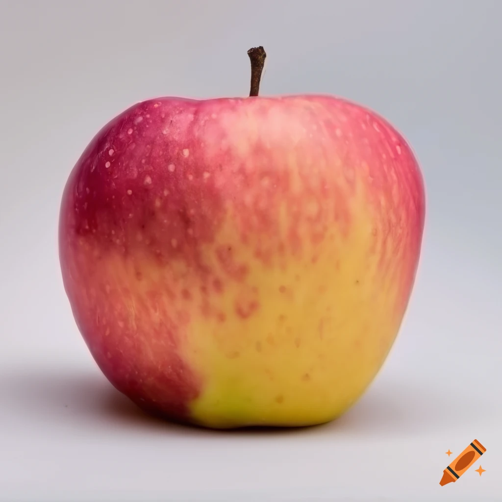 Flat yellow apple with long stalk on white background on Craiyon