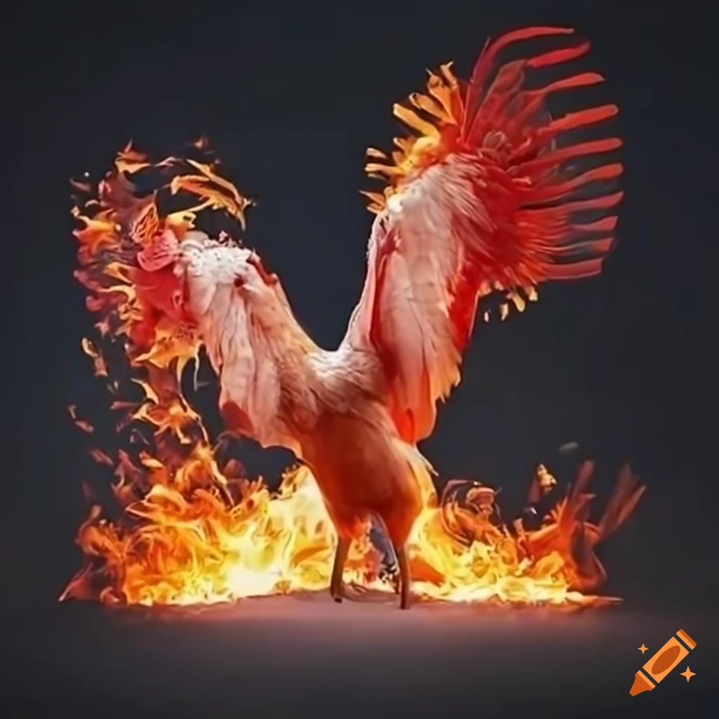 Chickens performing fire spinning on Craiyon