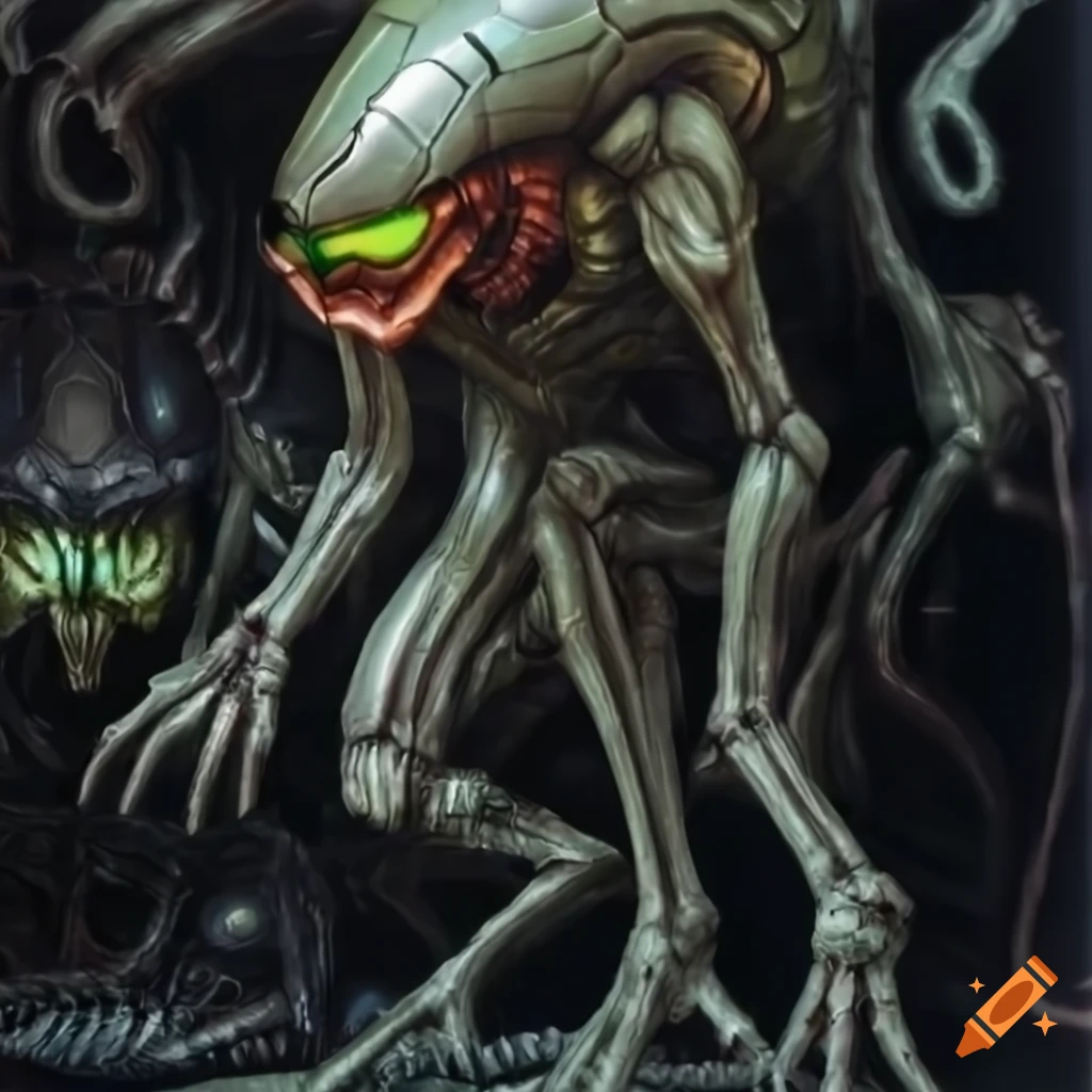2d game with giger-inspired alien creatures on Craiyon